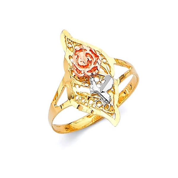 Flower Ladies Ring in 14K Tri-Color Gold – Oro Club