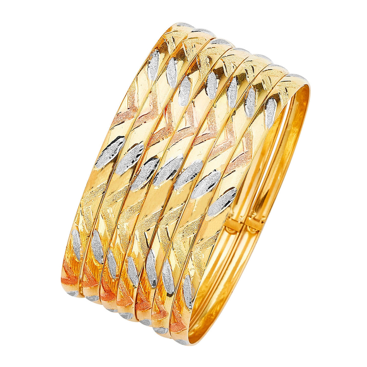 Flexible Ladies 7-Day Bangle in 14K Tri-Color Gold – Oro Club
