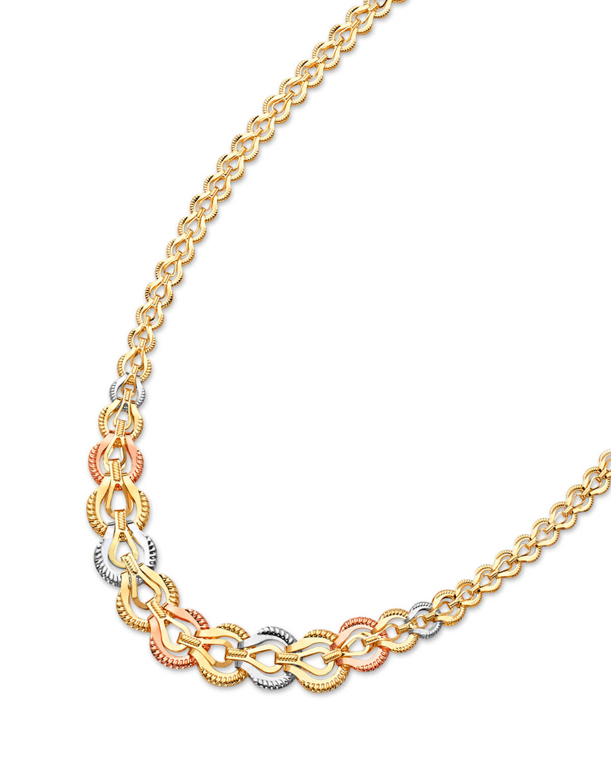 18'' Fancy Necklace in 14K Tri-Color Gold – Oro Club