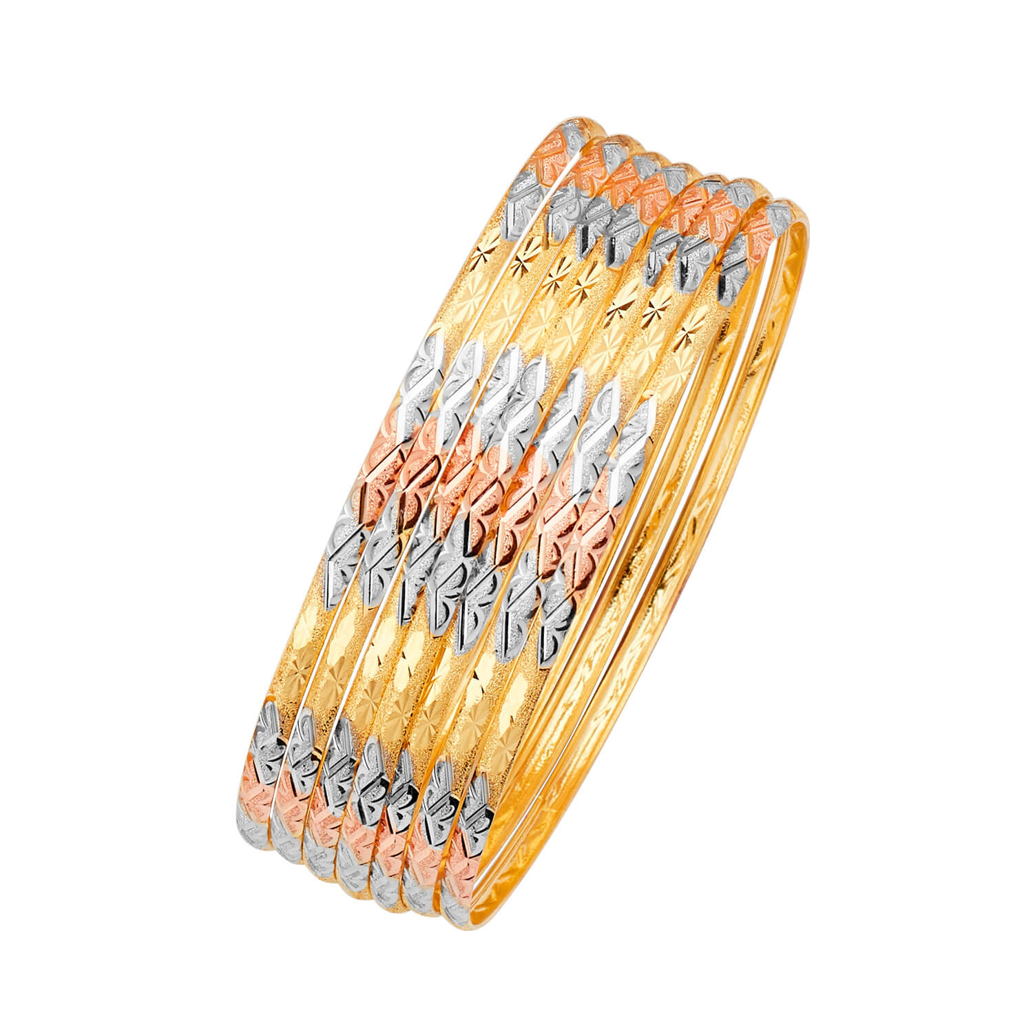 Flower Flexible Ladies 7-Day Bangle in 14K Tri-Color Gold – Oro Club