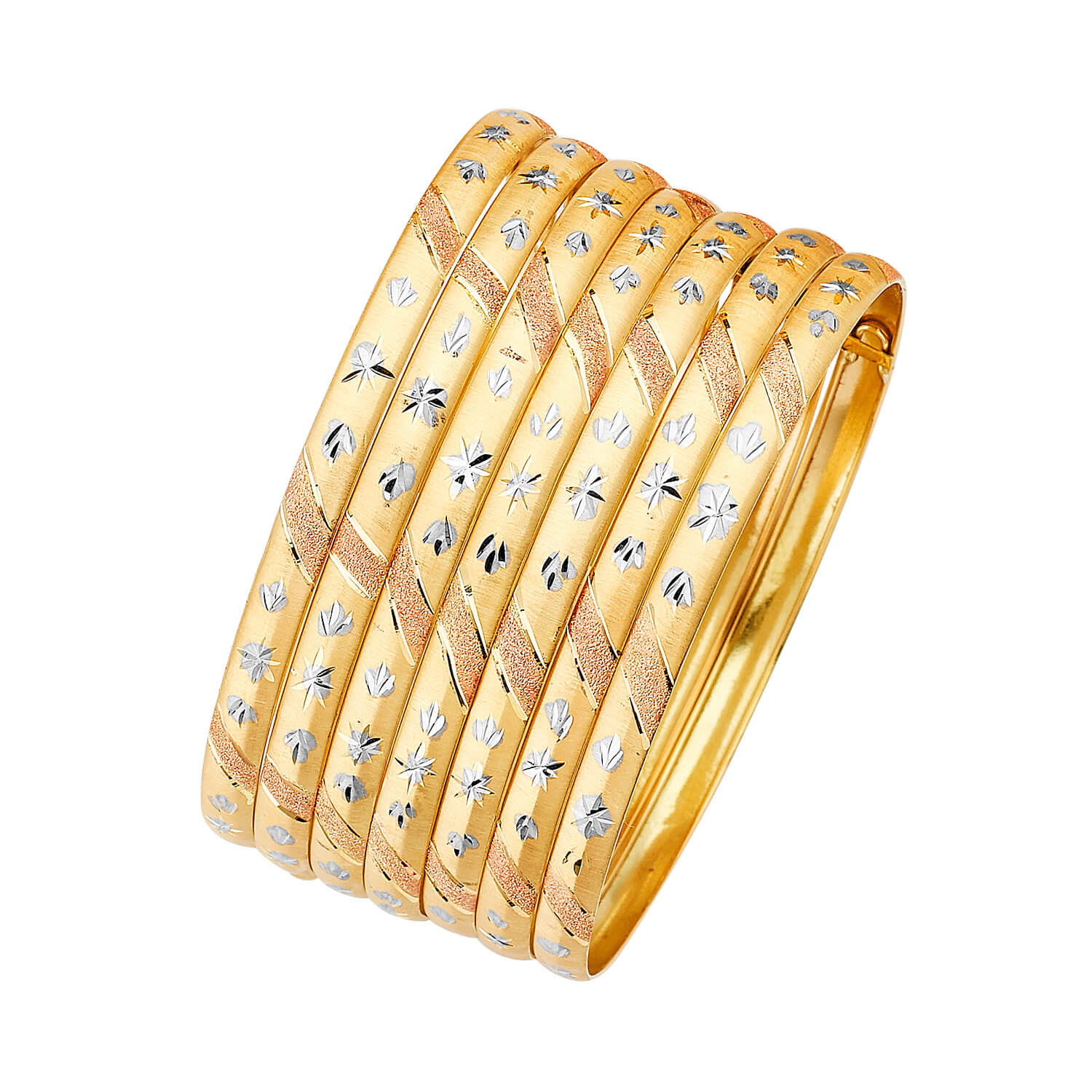 Flexible Ladies 7-Day Bangle in 14K Tri-Color Gold – Oro Club