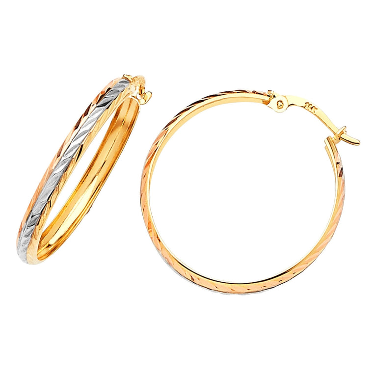 Bangle Hoop Earrings in 14K Tri-Color Gold – Oro Club
